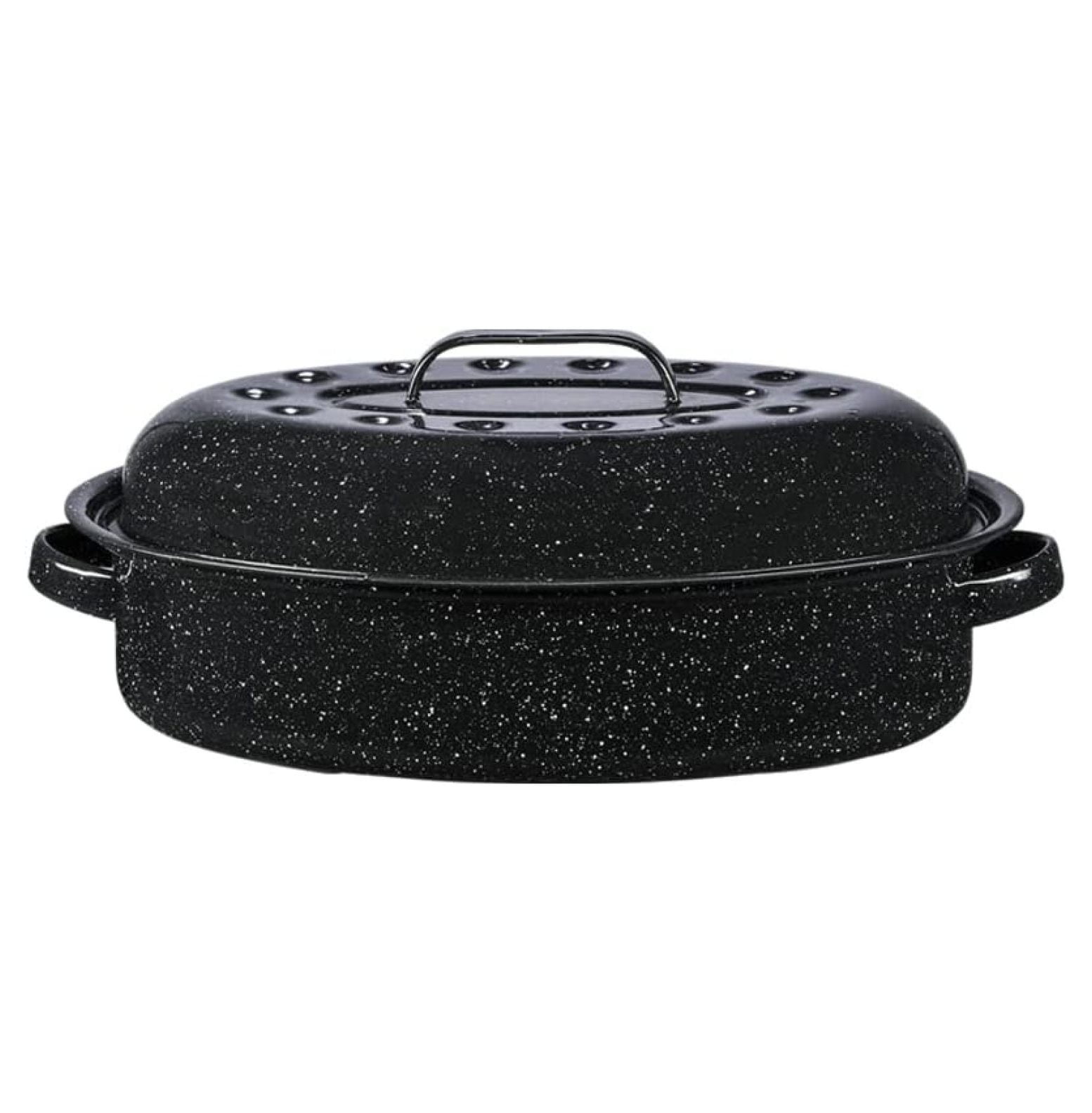 15-Inch Covered Oval Roaster, 10 Lb Capacity - Enamel Steel Cookware ...