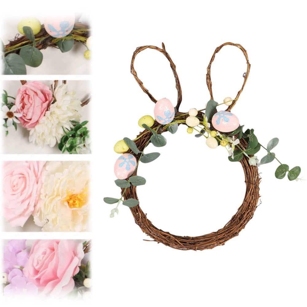 15 Inch Easter Bunny Wreath Spring Wreath Bunny Shaped Artificial ...
