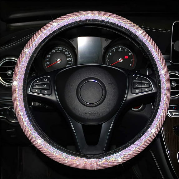 15 Inch Elastic Car Steering Wheel Cover, Bling Sparkling Leather ...