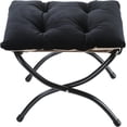 15 Inch Foldable Foot Stool with Metal Frame, Washable Black Cotton ...