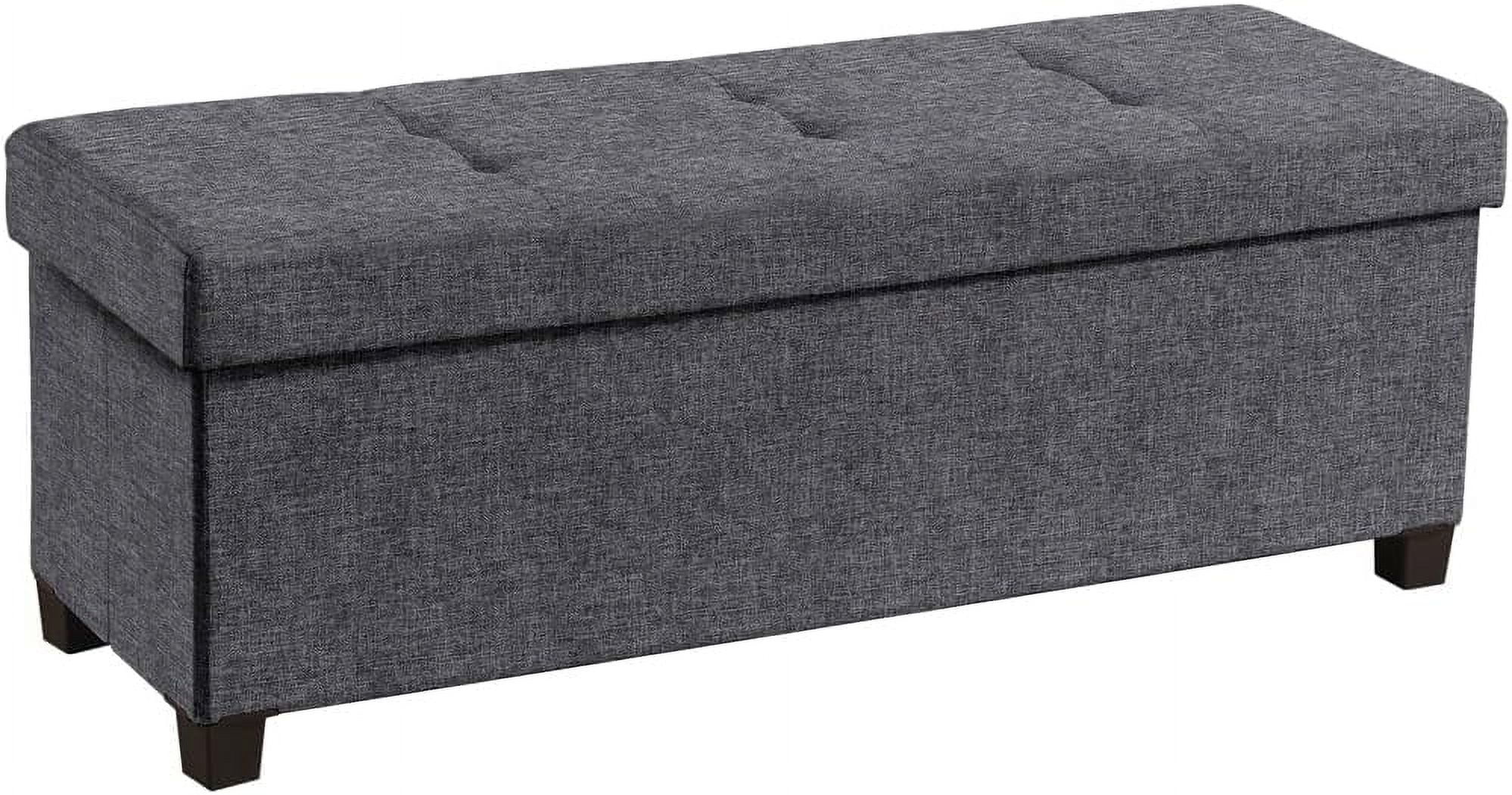 15 Inch Folding Storage Ottoman with Storage Cube Linen Small Storage ...