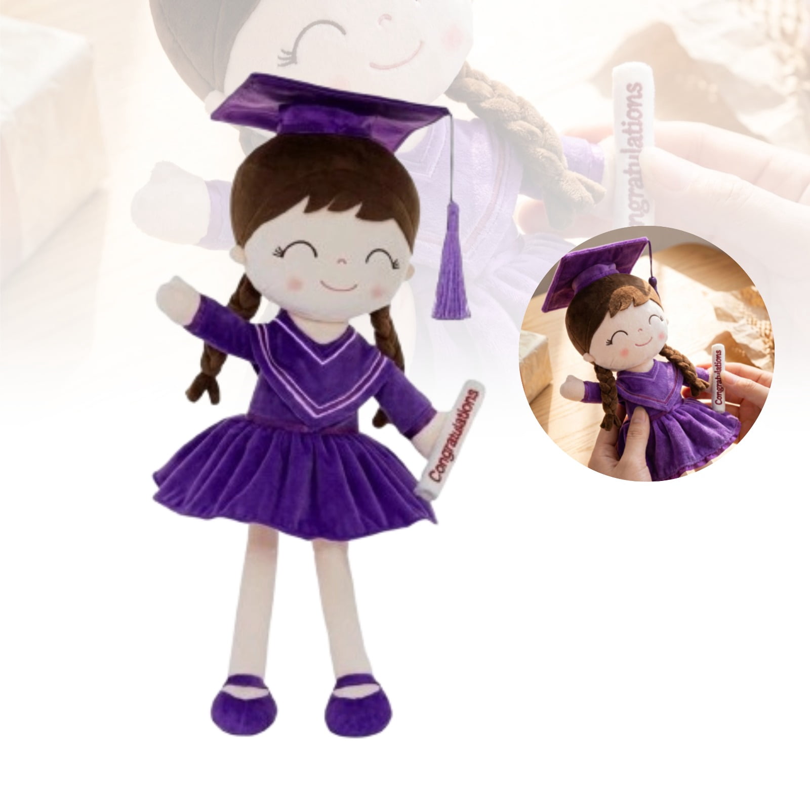 15 Inch Graduation Girl Plush Doll, Soft Stuffed Toy with ...