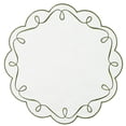 15-Inch Green Round Table Place Mats Ribbon Twirl Embroidery Scalloped ...
