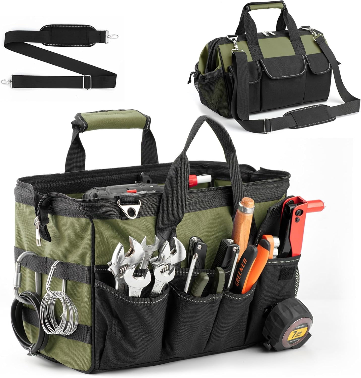 15 Inch Heavy Duty Tool Bag, Portable Tool Box Organizer Storage with ...