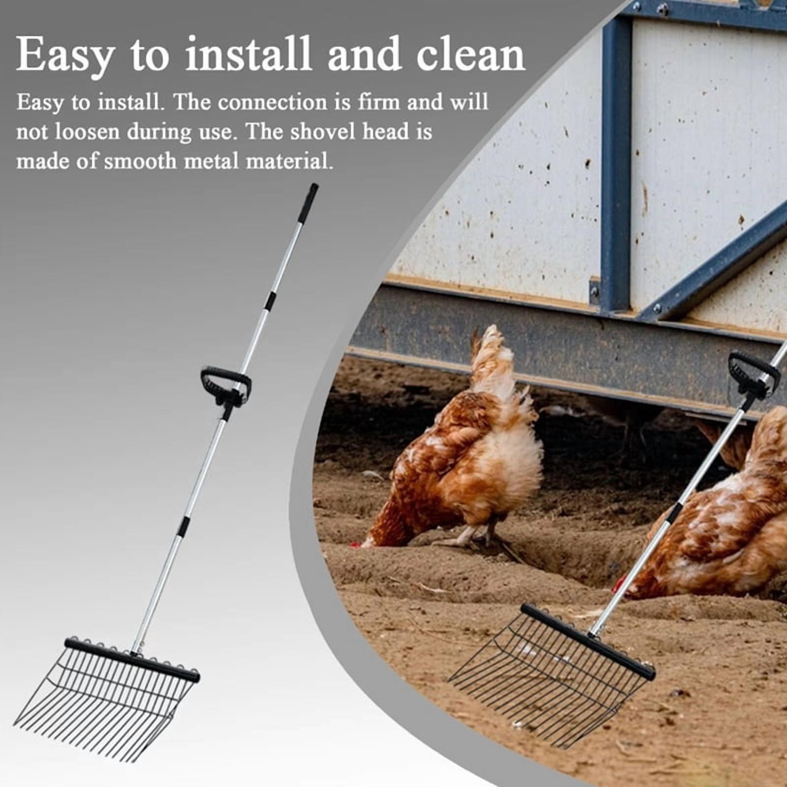 15 Inch Large Chicken Coop Scoop with Ergonomic Grip Adjustable Long ...