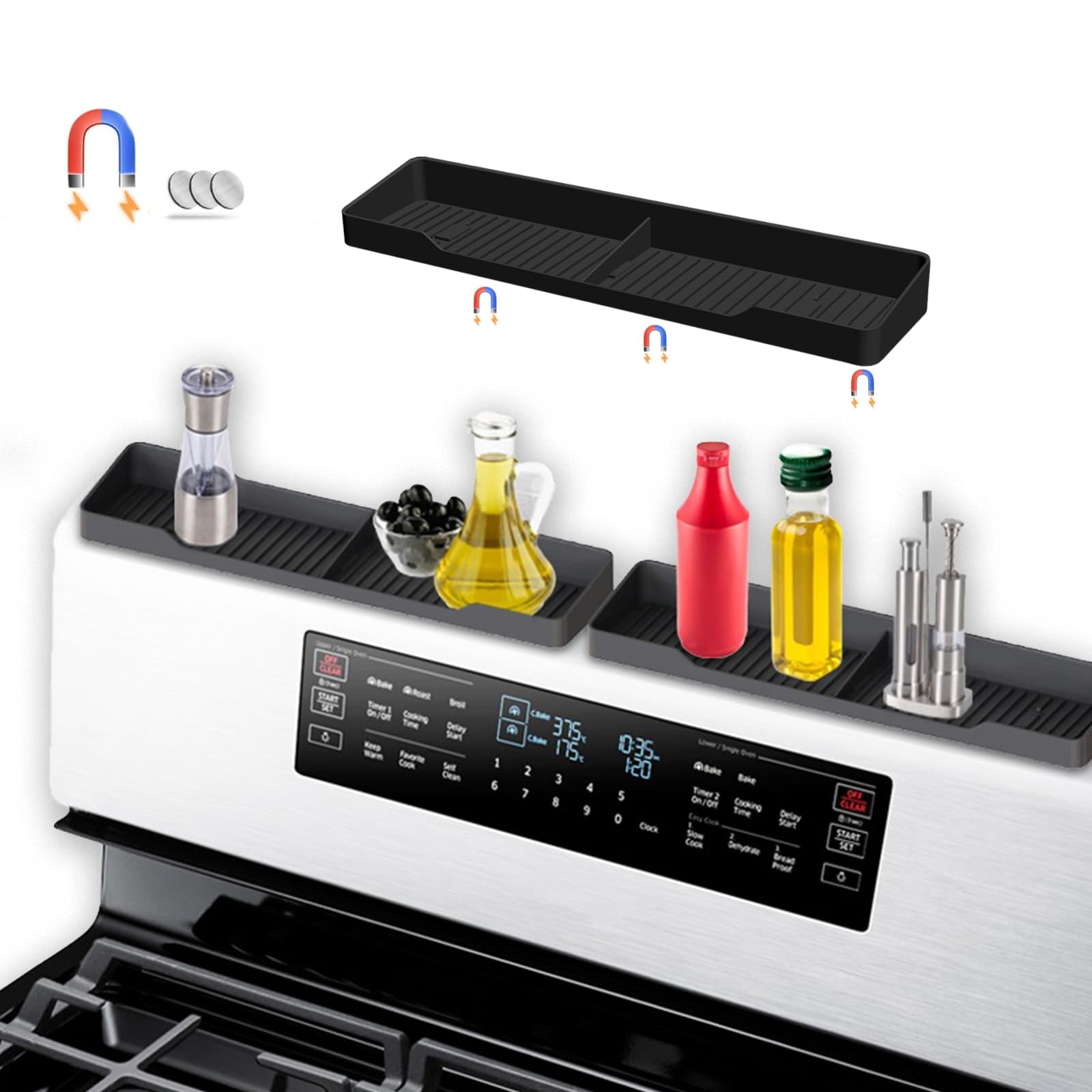 15 Inch Magnetic Silicone Stove Top Shelf,Heat Resistant Over The Stove ...