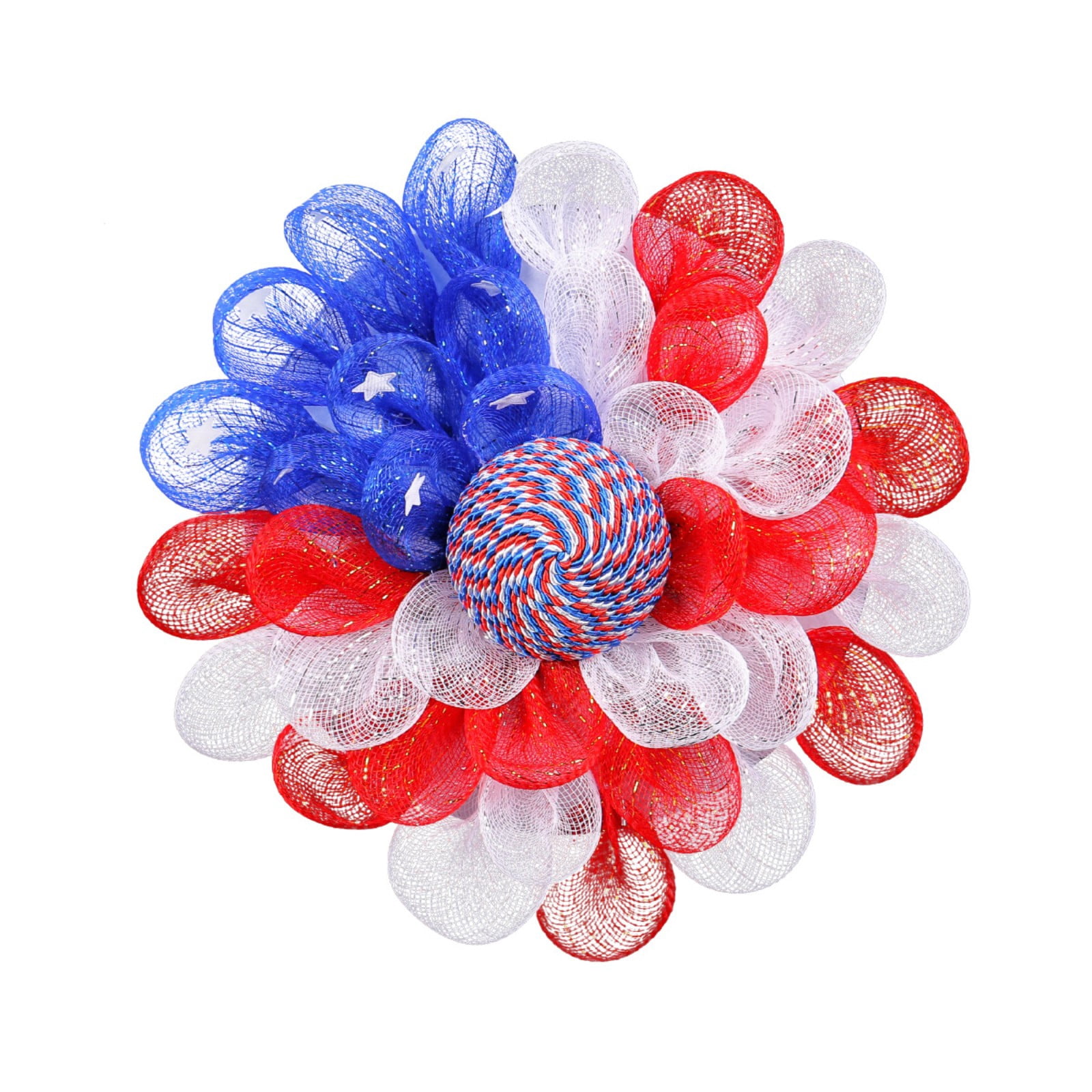 15 Inch Mesh Independence Day Wreath, Red White Blue American Flag ...