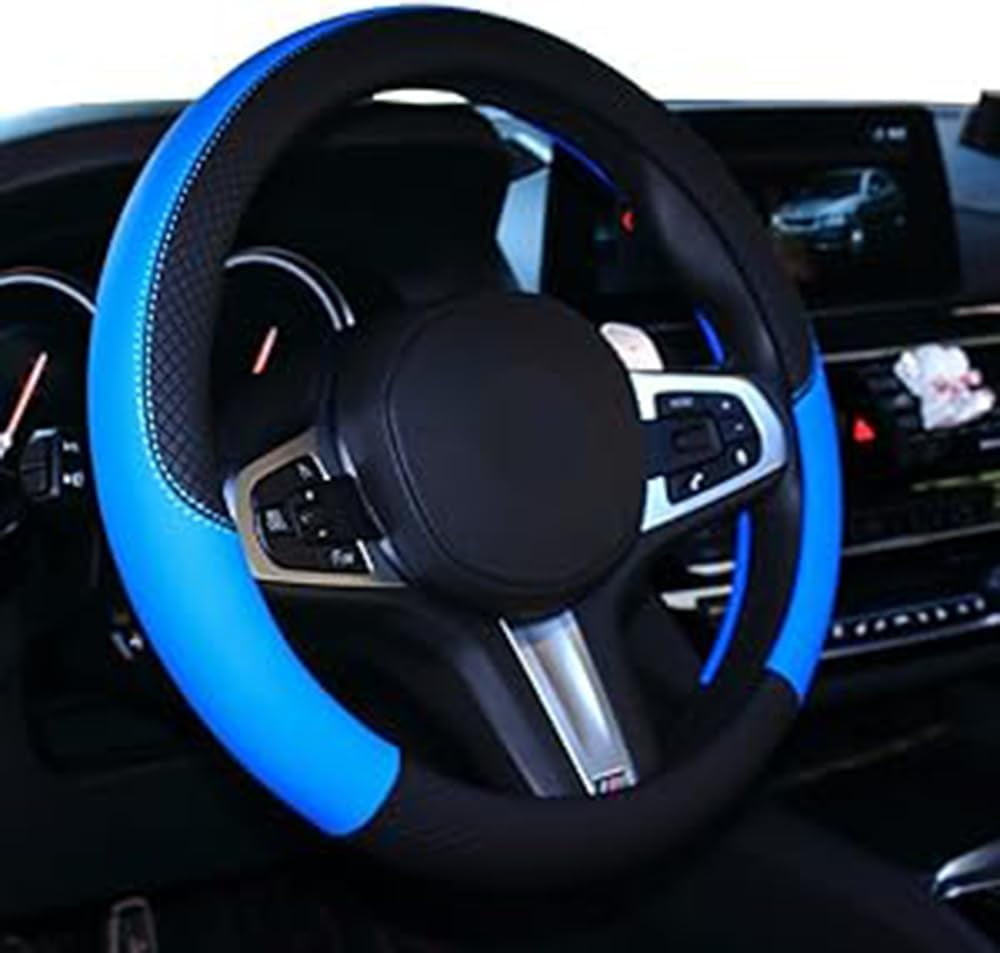 15 Inch Microfiber Leather Steering Wheel Cover Wavy Line Splice Fit ...