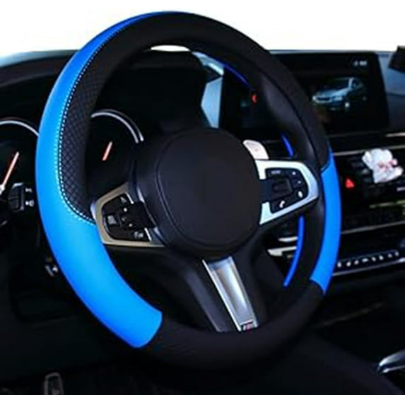 15 Inch Microfiber Leather Steering Wheel Cover Wavy Line Splice Fit ...