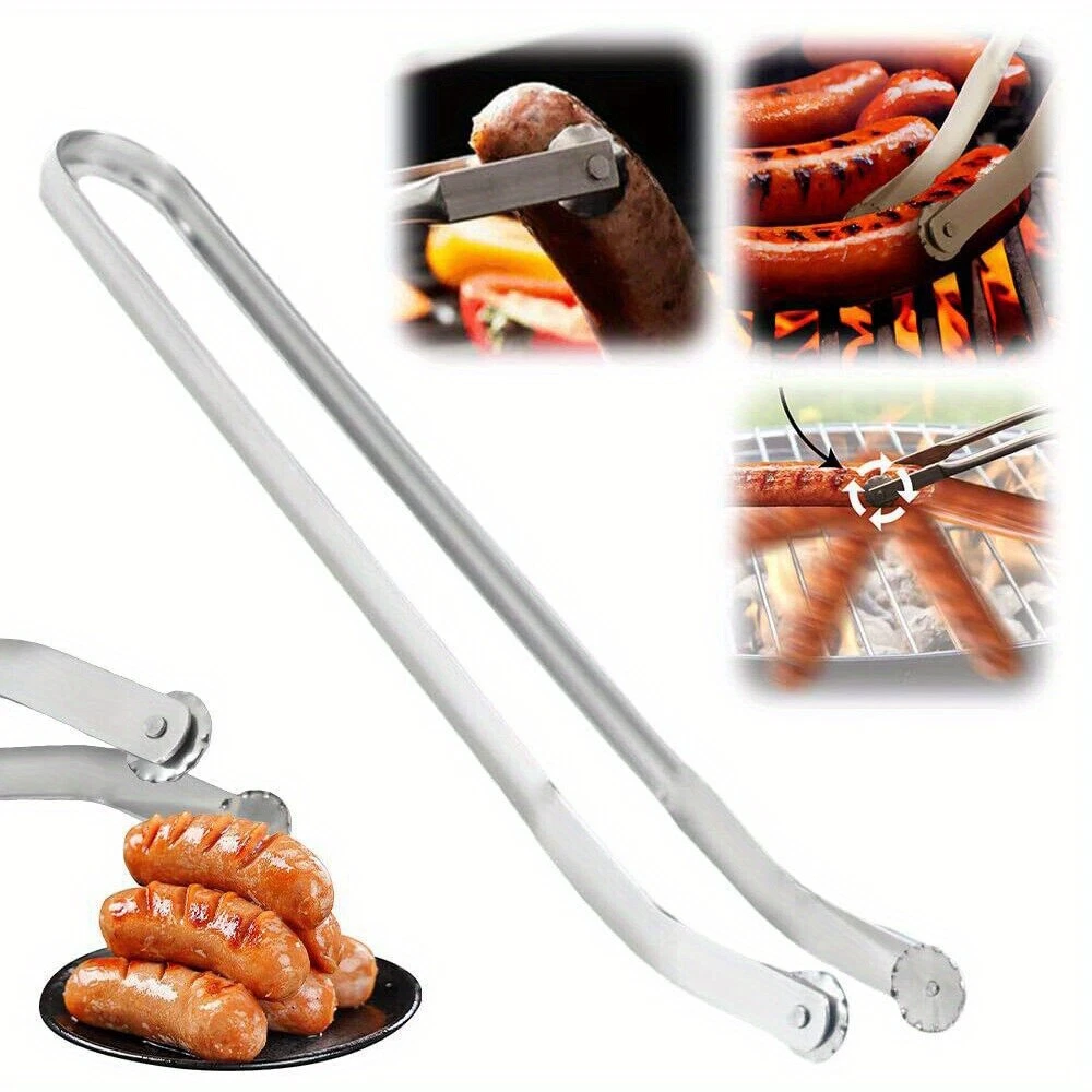 15-Inch Multipurpose Bbq Sausage Turning Tongs Hot Dog Tongs For ...