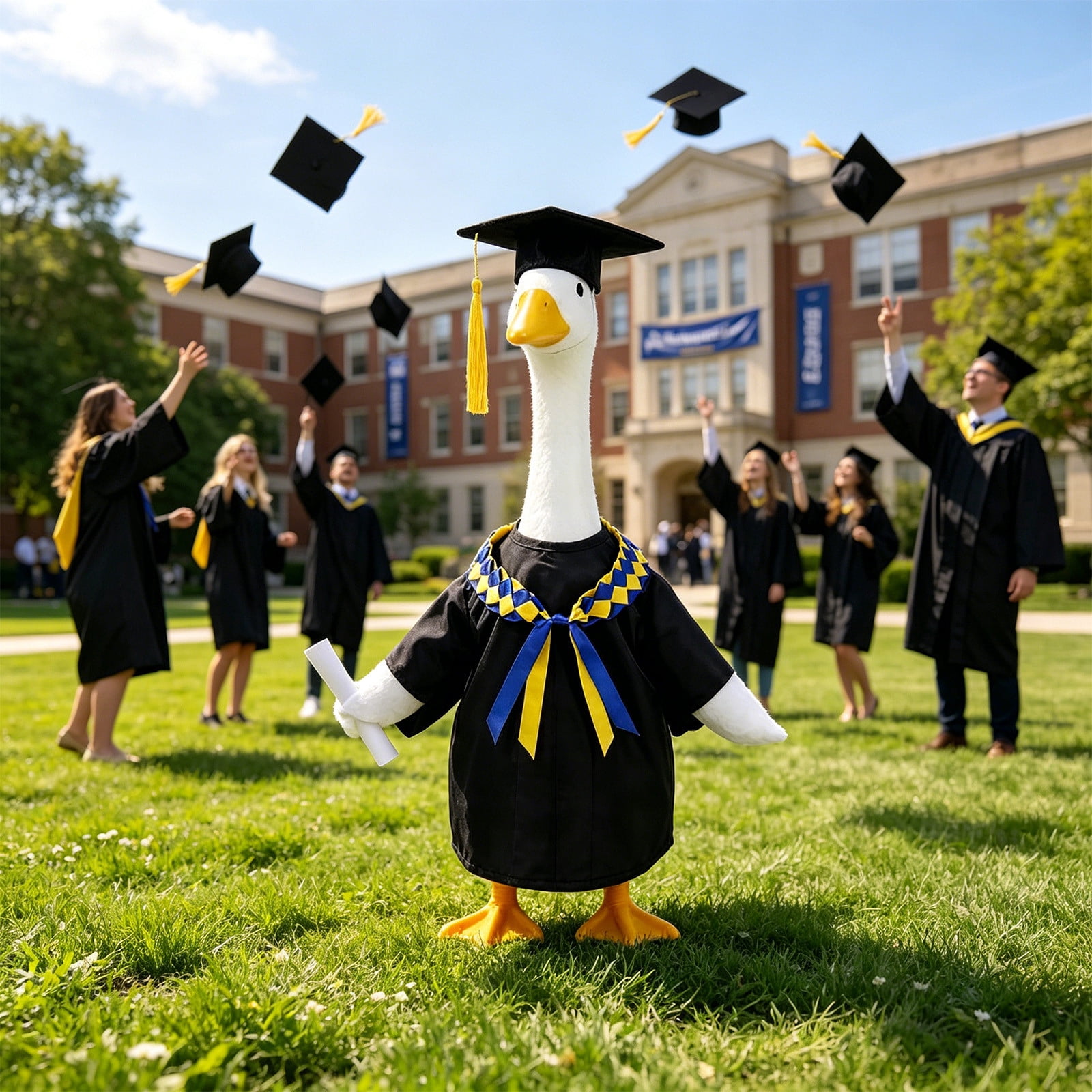 15 Inch Porch Goose Graduation Outfit, Cap and Gown Set, Outdoor Lawn ...