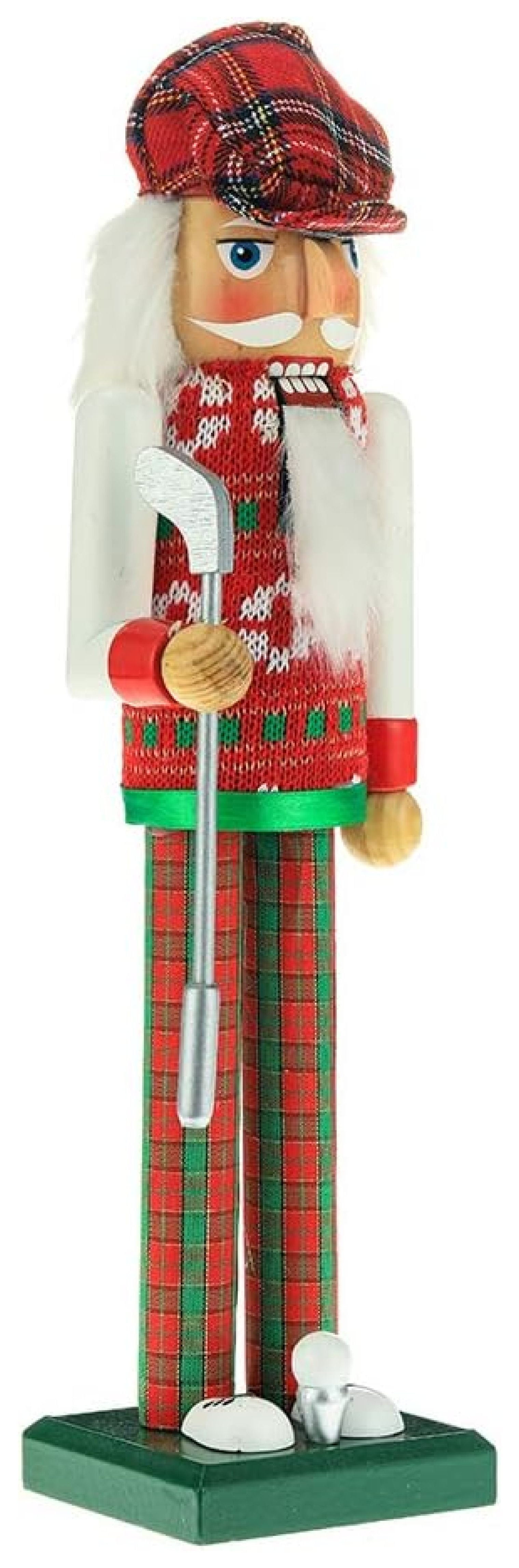 15-Inch Red and Green Golfer Nutcracker - Walmart.com