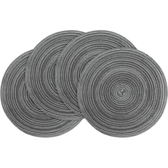 15 Inch Round Braided Placemats Set of 4, Washable Heat Resistant ...