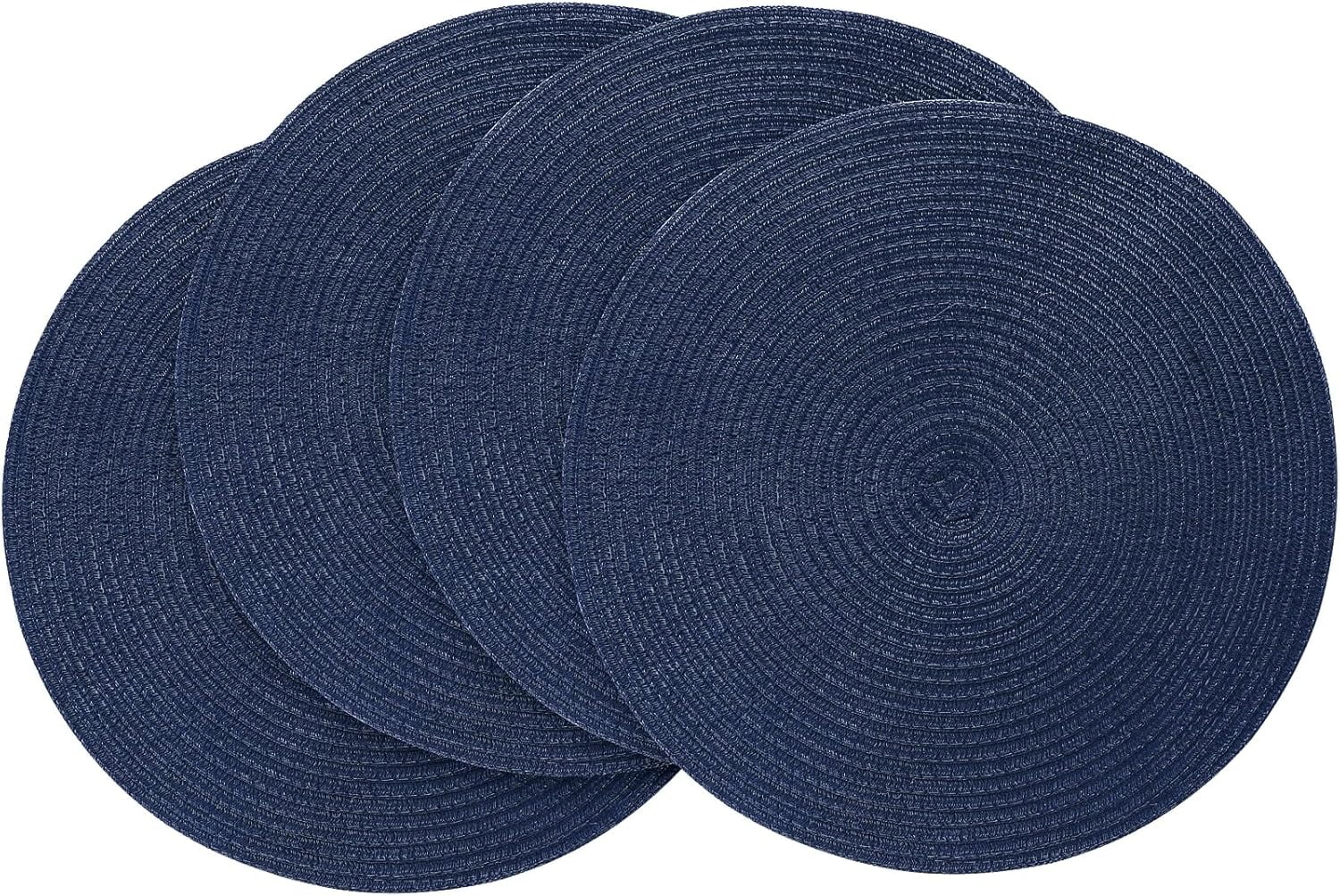15 Inch Round Braided Placemats Set of 4, Washable Heat Resistant ...