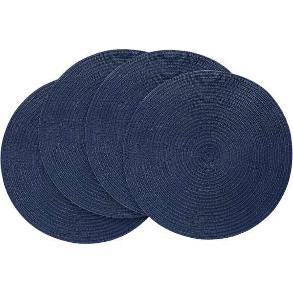 15 Inch Round Braided Placemats Set of 4, Washable Heat Resistant ...