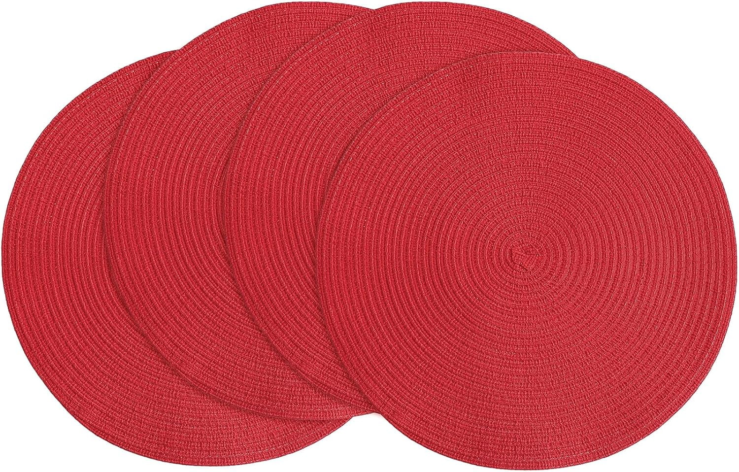 15 Inch Round Braided Placemats Set of 4, Washable Heat Resistant ...
