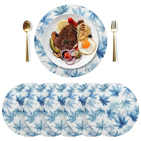 15 Inch Round Grid Plate Mats Heat Non-Slip Resistant PVC Placemats for ...