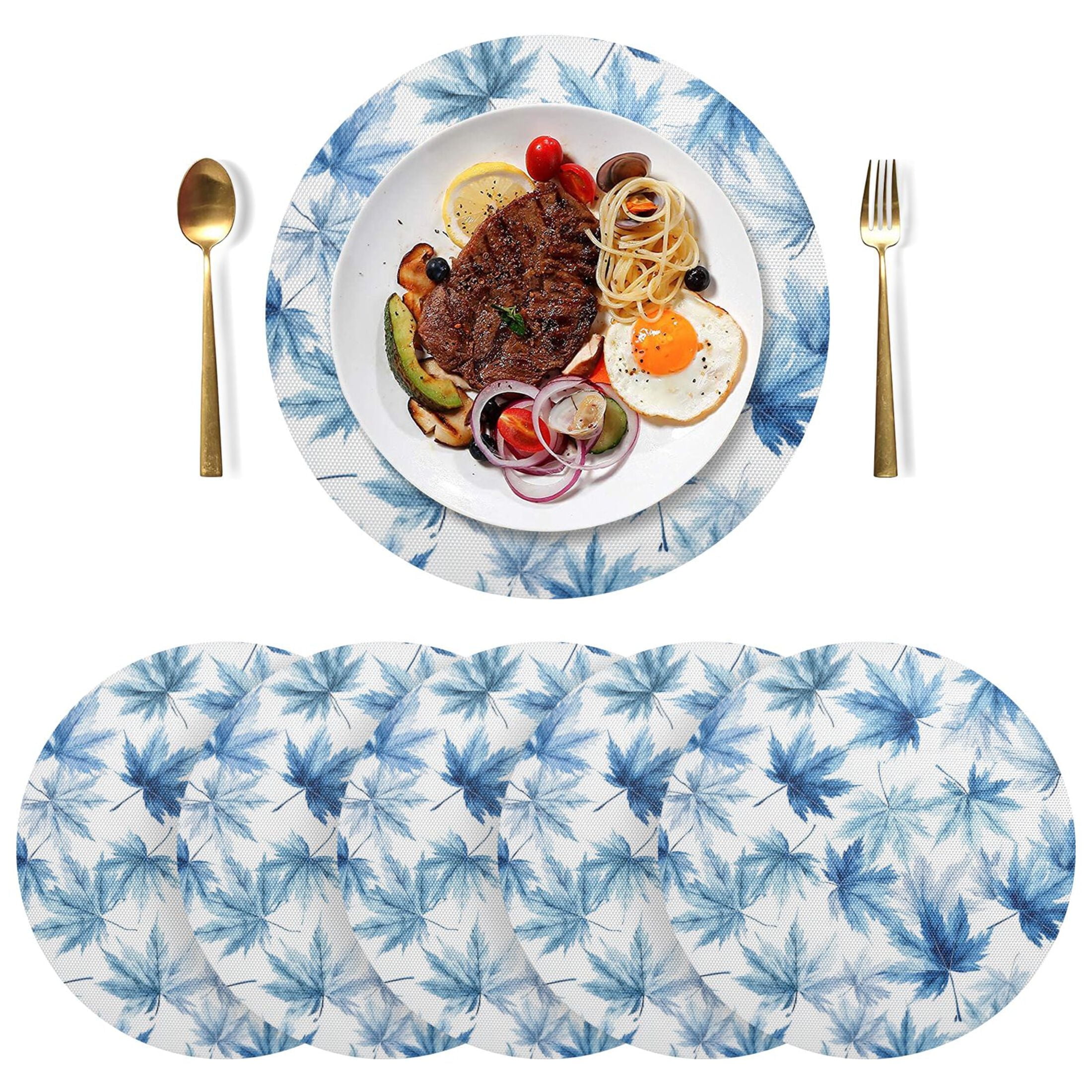 15 Inch Round Grid Plate Mats Heat Non-Slip Resistant PVC Placemats for ...