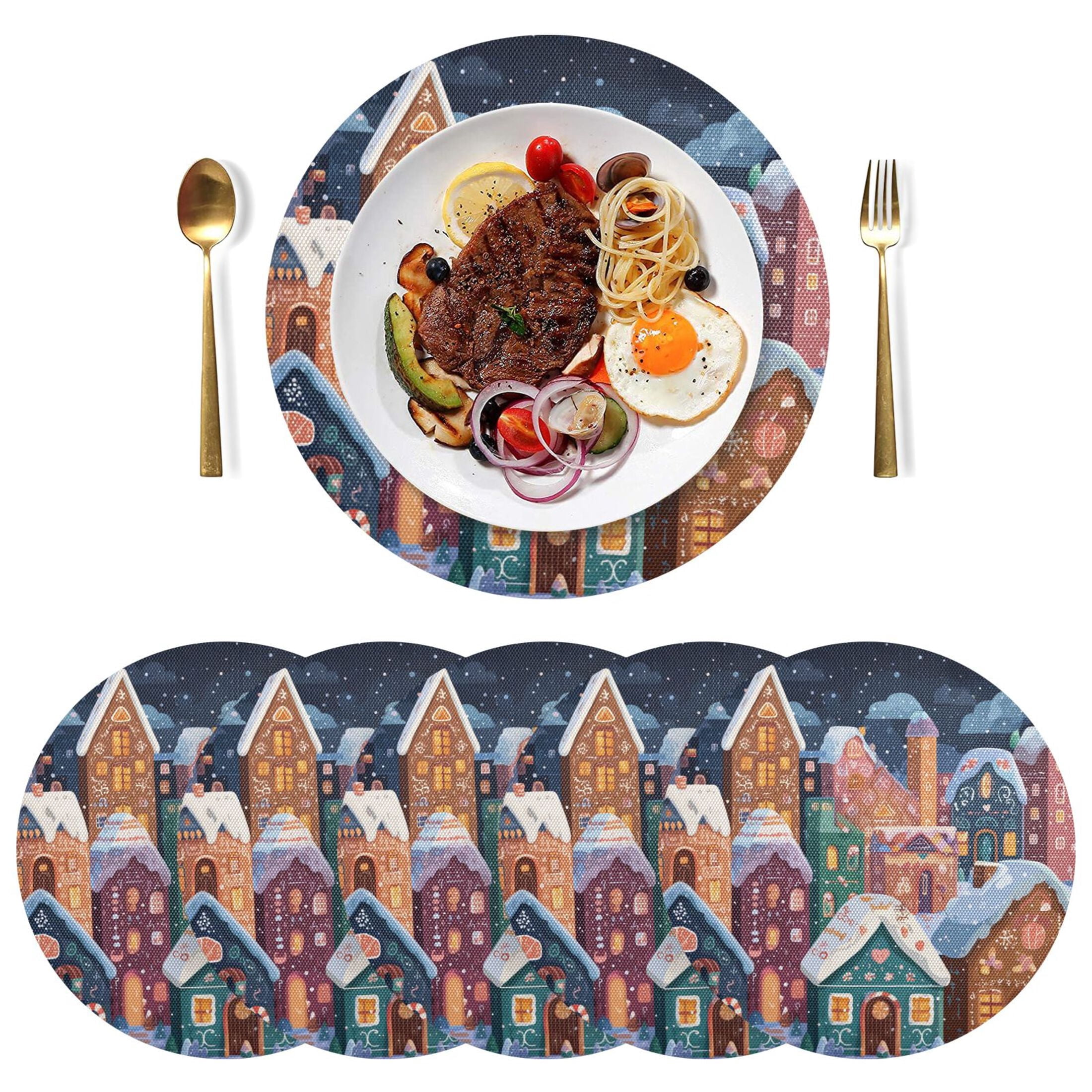 15 Inch Round Grid Plate Mats Heat Non-Slip Resistant PVC Placemats for ...