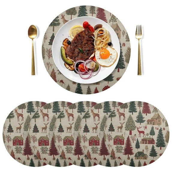 15 Inch Round Grid Plate Mats Heat Non-Slip Resistant PVC Placemats for ...