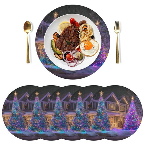 15 Inch Round Grid Plate Mats Heat Non-Slip Resistant PVC Placemats for ...