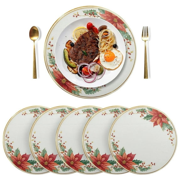 15 Inch Round Grid Plate Mats Heat Non-Slip Resistant PVC Placemats for ...