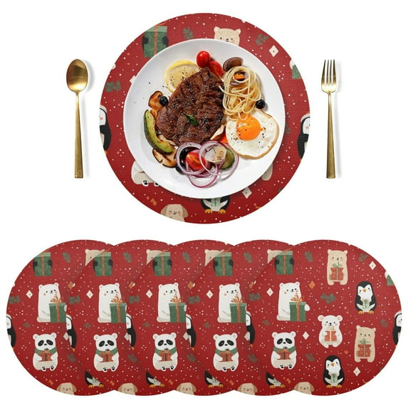 15 Inch Round Grid Plate Mats Heat Non-Slip Resistant PVC Placemats for ...