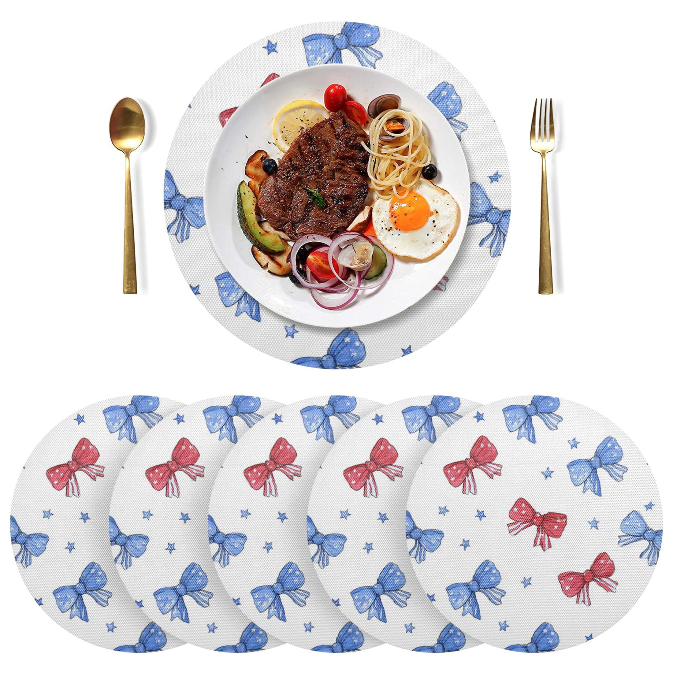 15 Inch Round Grid Plate Mats Heat Non-Slip Resistant PVC Placemats for ...