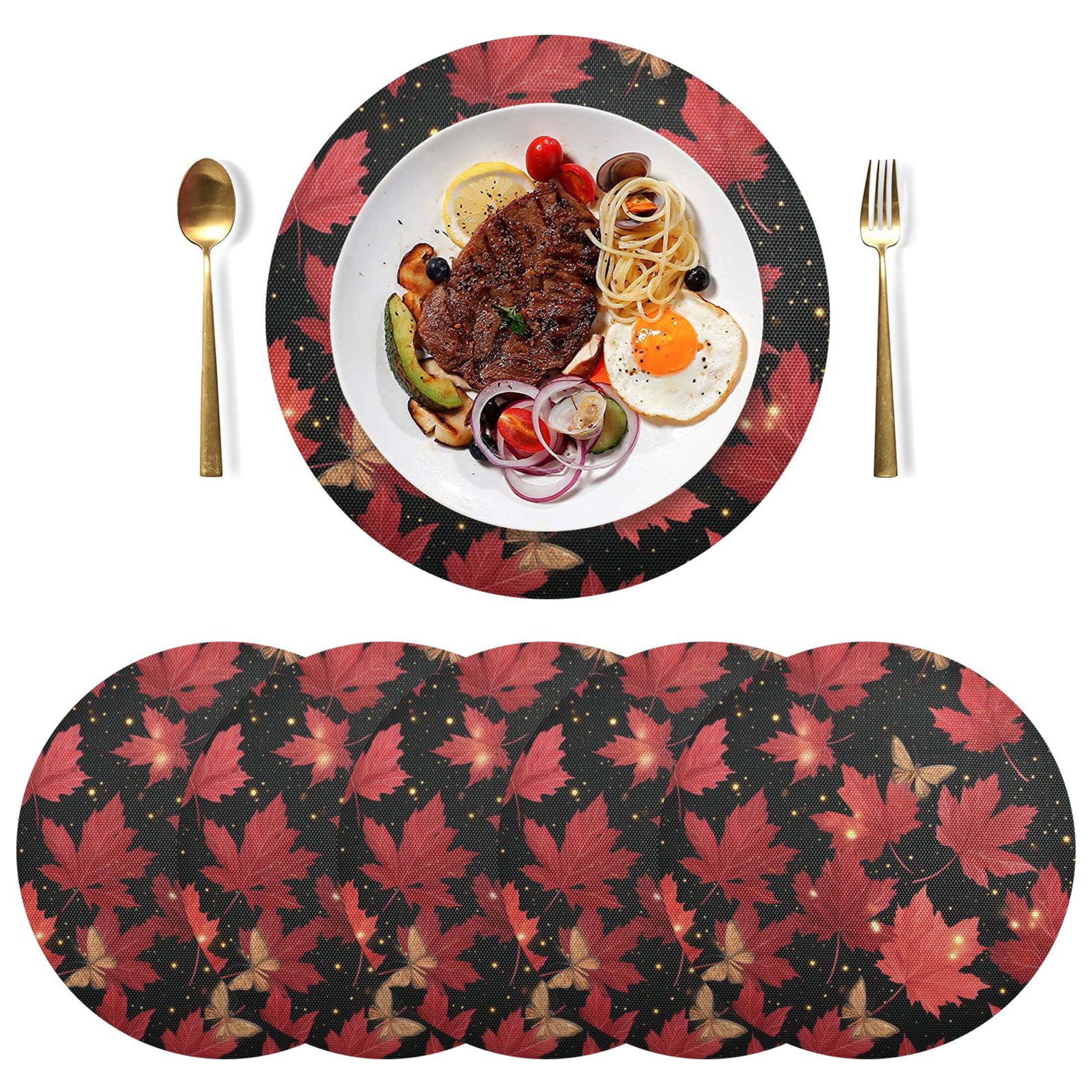 15 Inch Round Grid Plate Mats Heat Non-Slip Resistant PVC Placemats for ...