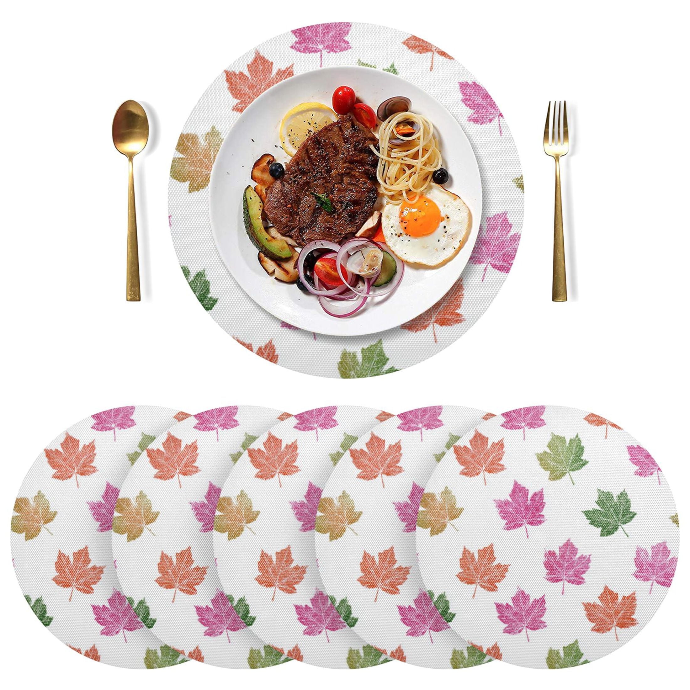 15 Inch Round Grid Plate Mats Heat Non-Slip Resistant PVC Placemats for ...
