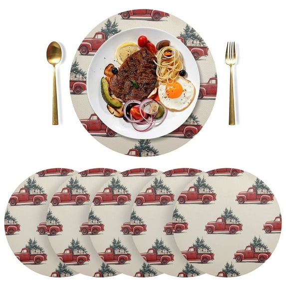 15 Inch Round Grid Plate Mats Heat Non-Slip Resistant PVC Placemats for ...