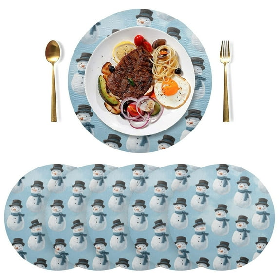 15 Inch Round Grid Plate Mats Heat Non-Slip Resistant PVC Placemats for ...