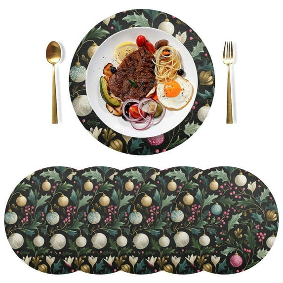 15 Inch Round Grid Plate Mats Heat Non-Slip Resistant PVC Placemats for ...