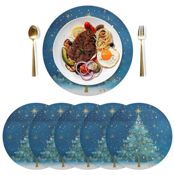 15 Inch Round Grid Plate Mats Heat Non-Slip Resistant PVC Placemats for ...