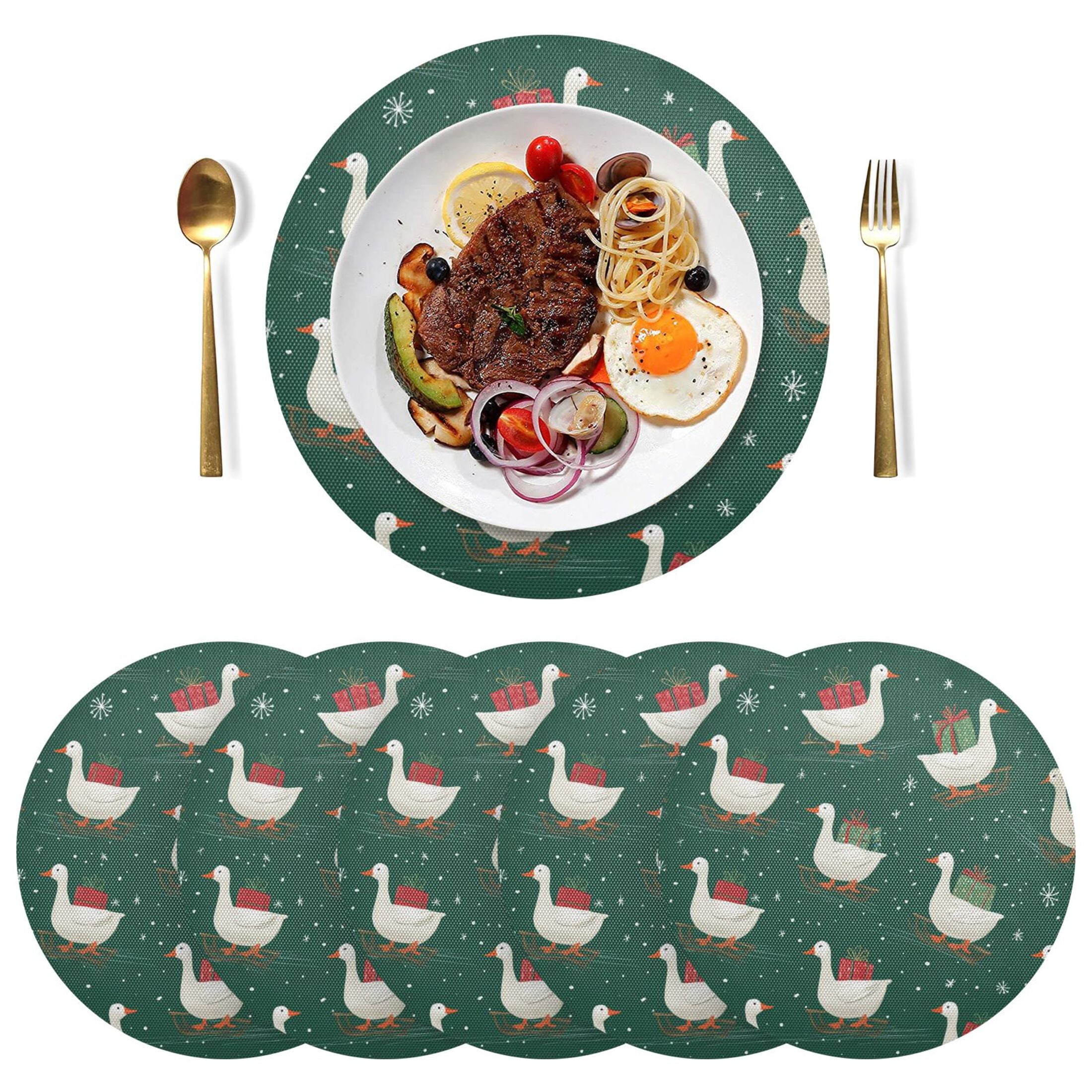 15 Inch Round Grid Plate Mats Heat Non-Slip Resistant PVC Placemats for ...