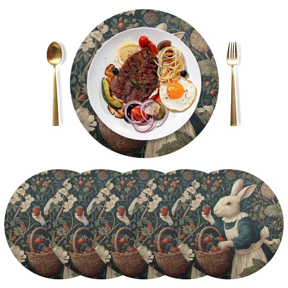 15 Inch Round Grid Plate Mats Heat Non-Slip Resistant PVC Placemats for ...
