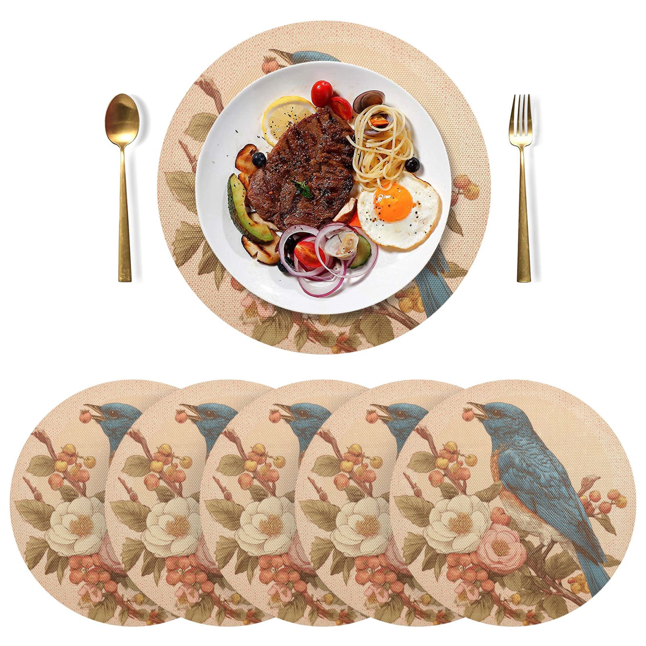 15 Inch Round Grid Plate Mats Heat Non-Slip Resistant PVC Placemats for ...