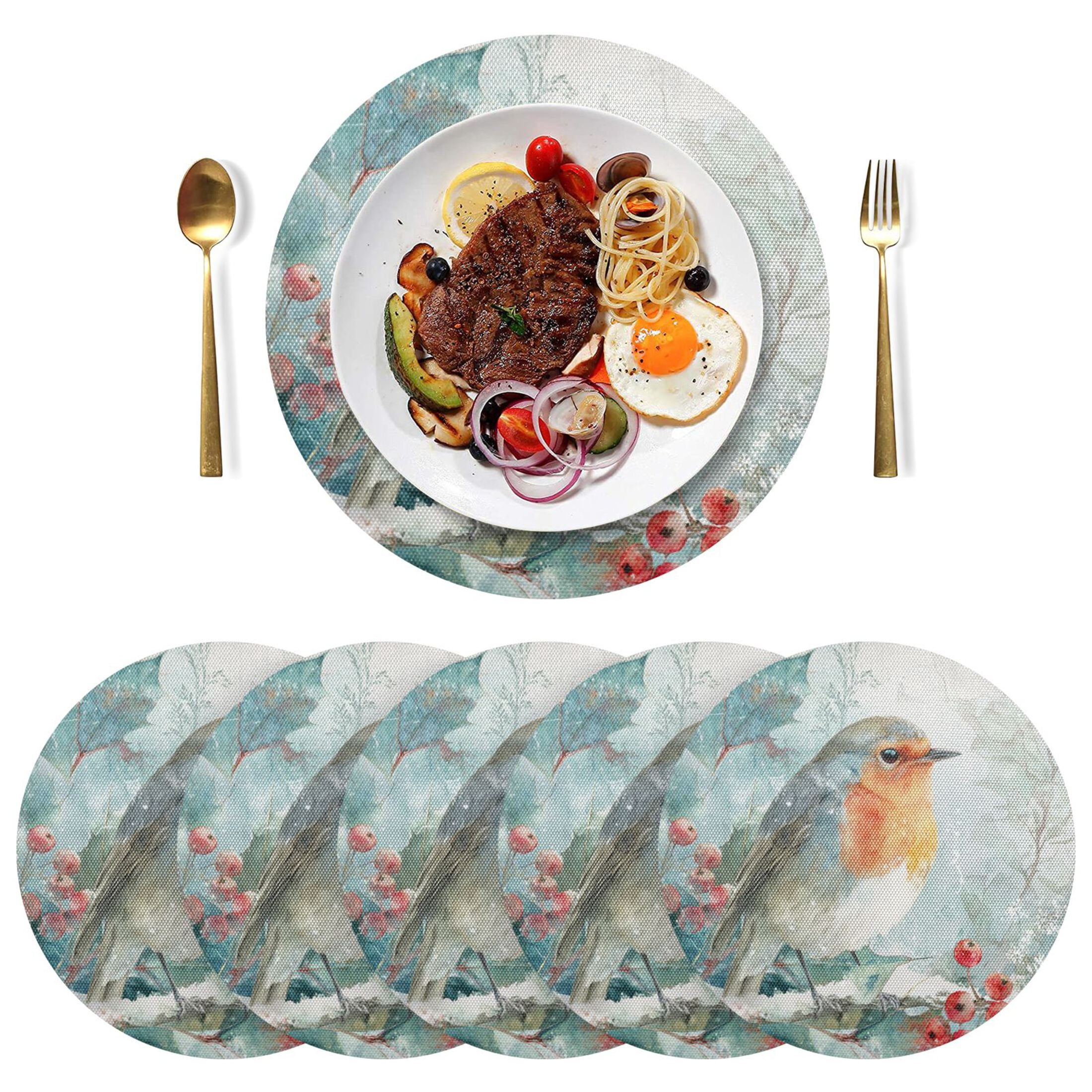 15 Inch Round Grid Plate Mats Heat Non-Slip Resistant PVC Placemats for ...
