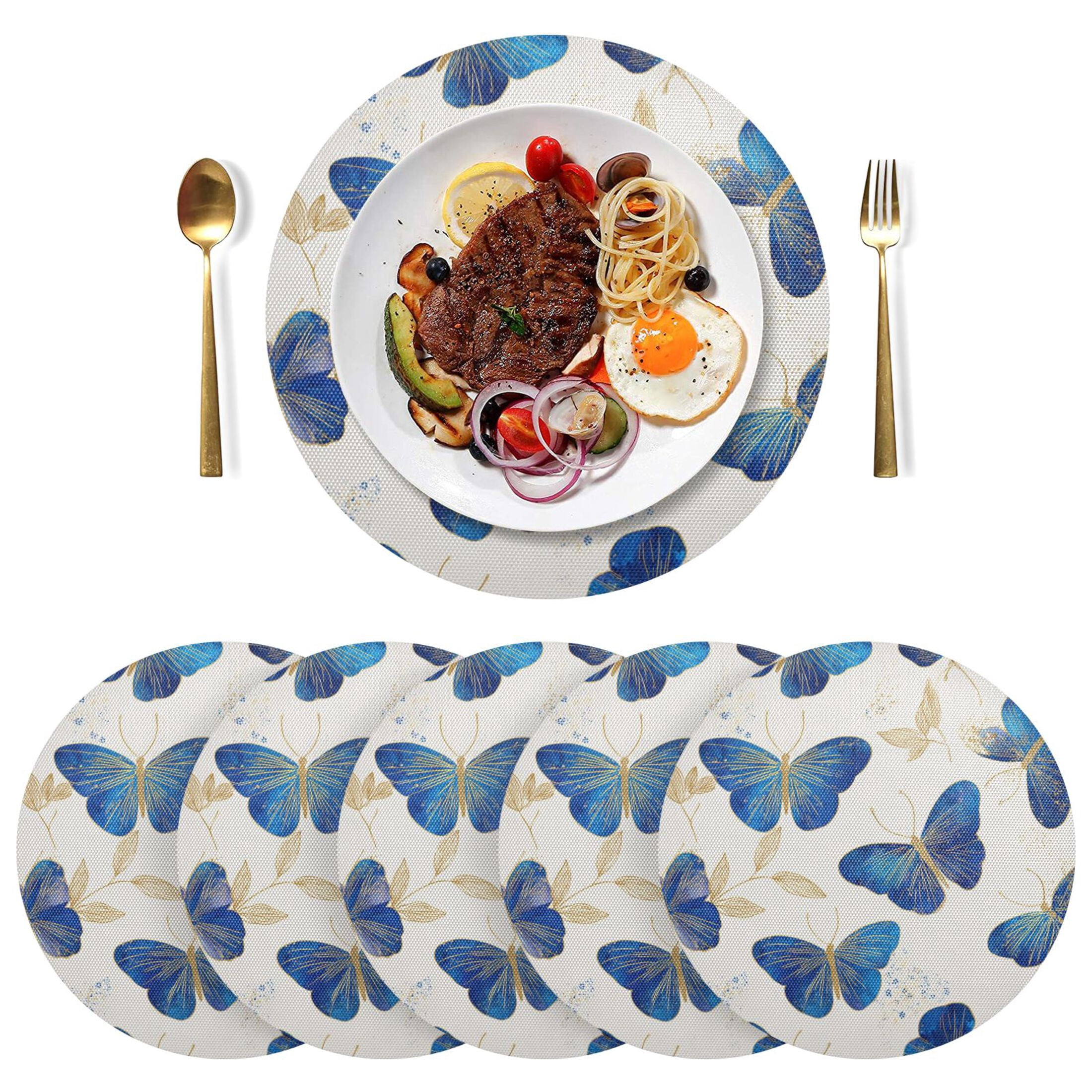 15 Inch Round Grid Plate Mats Heat Non-Slip Resistant PVC Placemats for ...