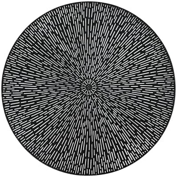 15 Inch Round Placemats Set of 18, Black Vinyl Washable Wipeable Easy ...