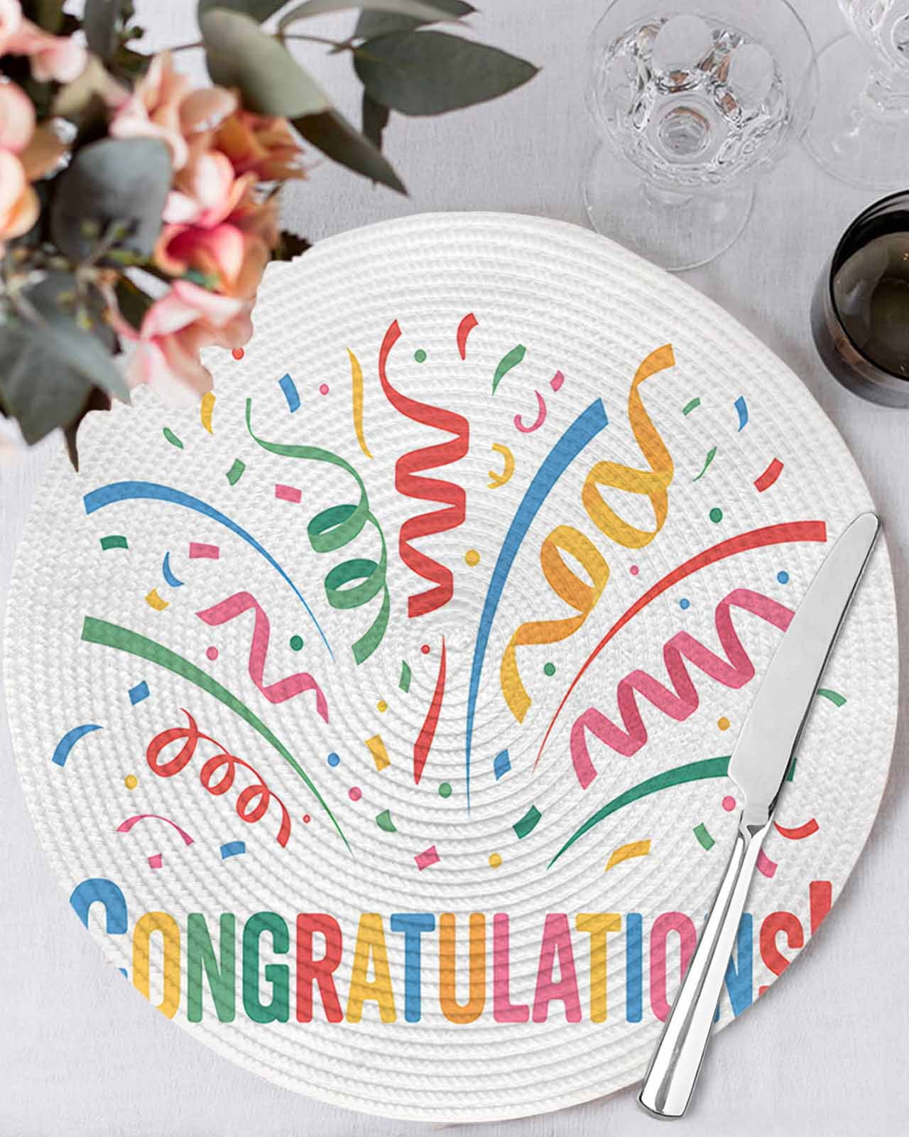 15 Inch Round Placemats Set of 4, Graduation Season Non Slip Heat ...