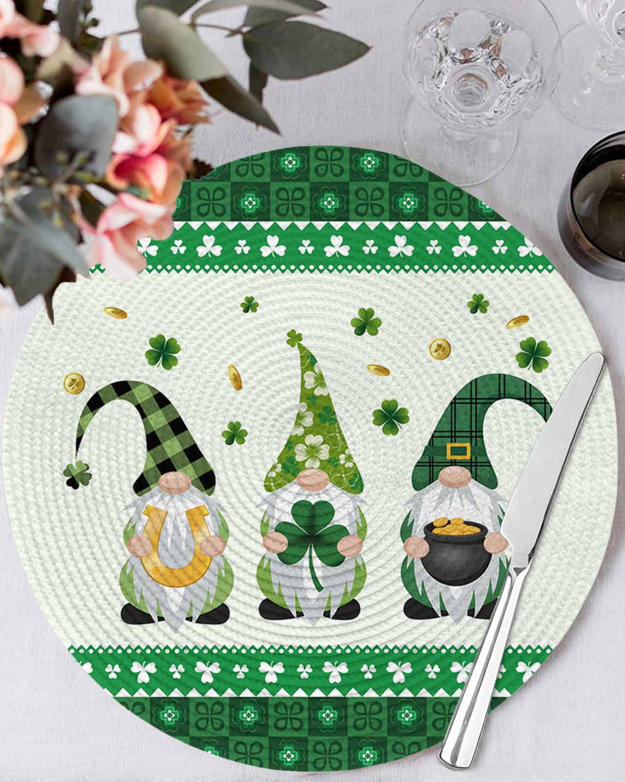 15 Inch Round Placemats Set of 4, Saint Patrick's Day Non Slip Heat ...
