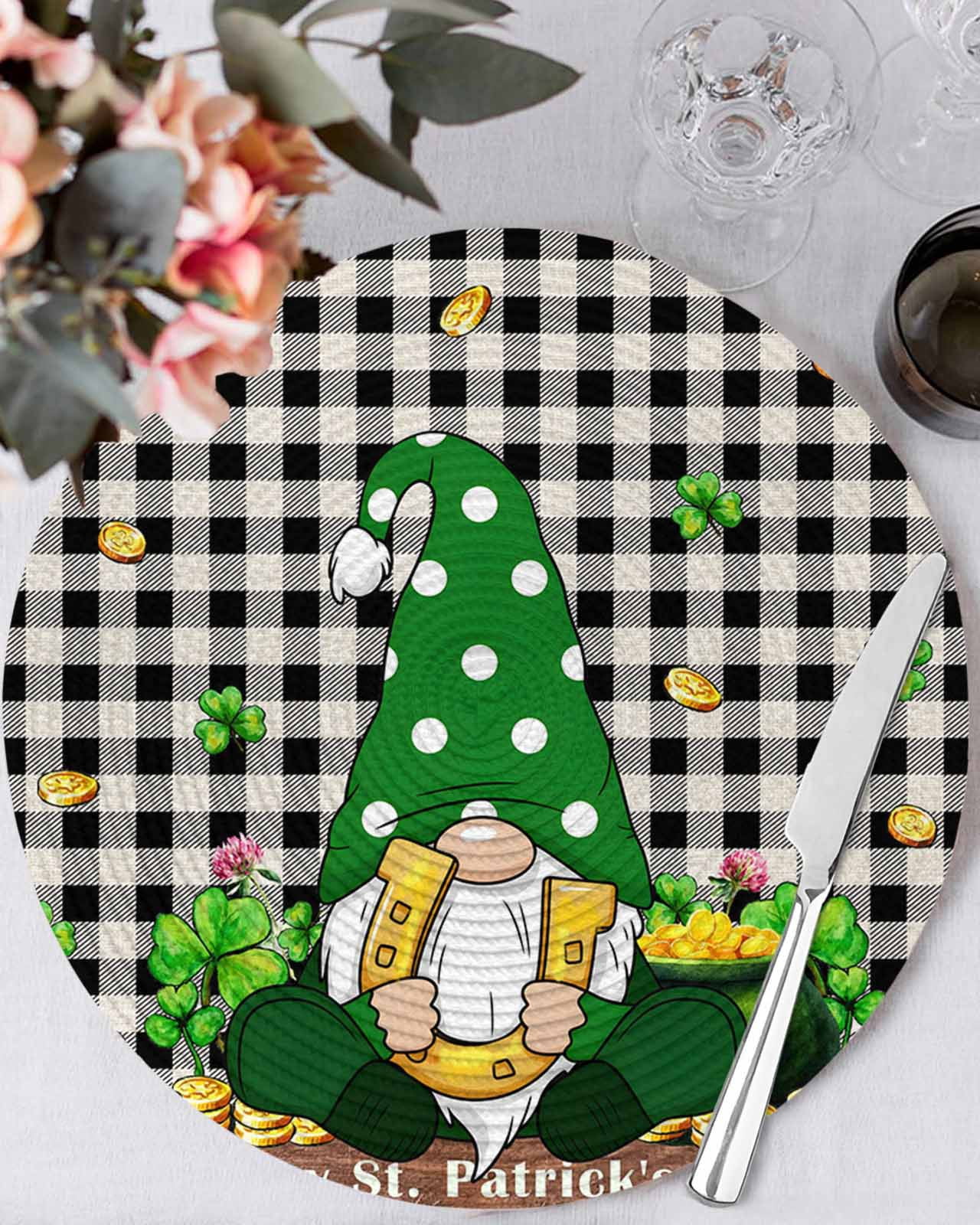 15 Inch Round Placemats Set of 4, St. Patrick's Day Non Slip Heat ...