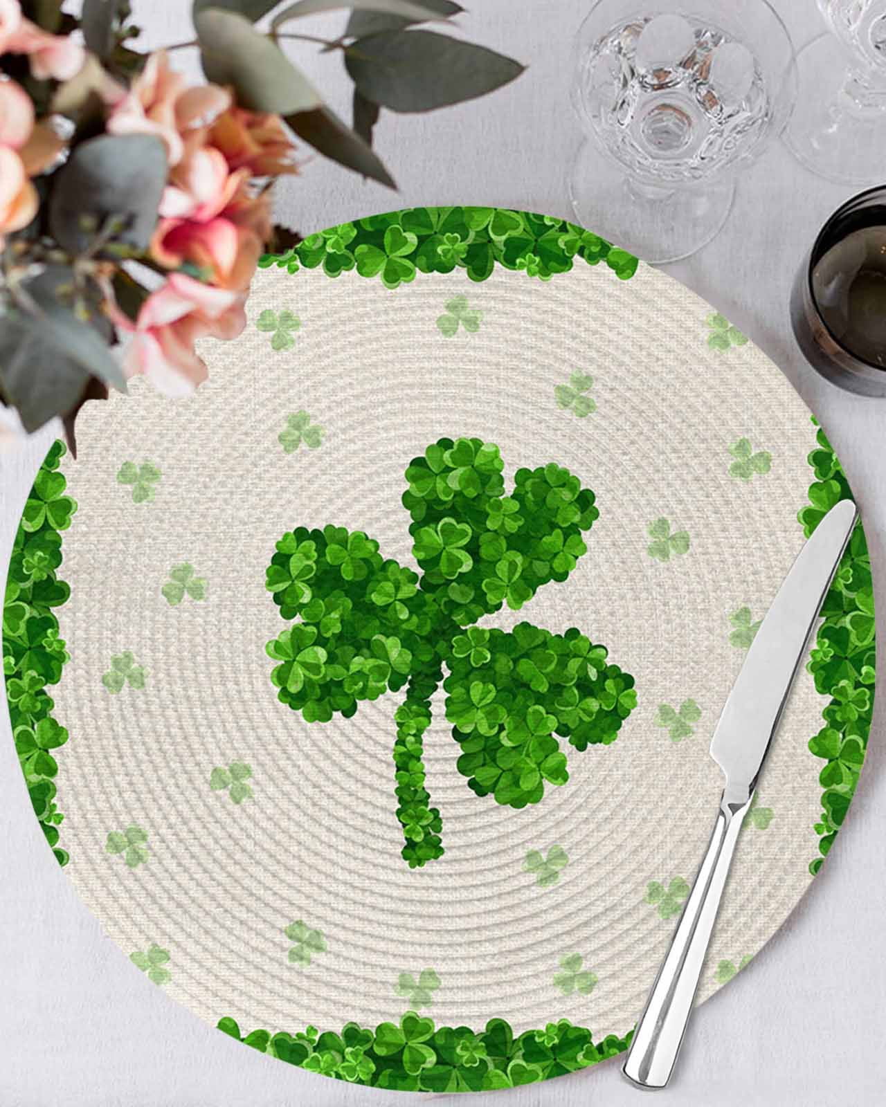 15 Inch Round Placemats Set of 4, St. Patrick's Day Non Slip Heat ...