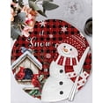 15 Inch Round Placemats Set of 6, Red Plaid Snowman Christmas Non Slip ...