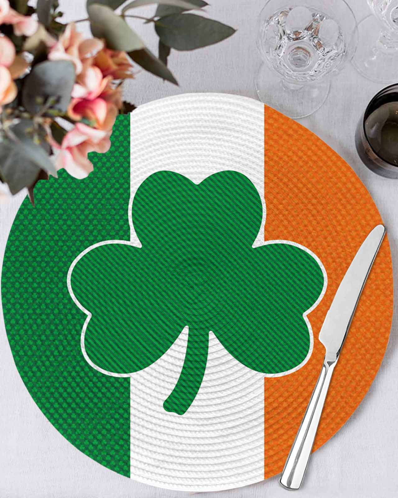 15 Inch Round Placemats Set of 6, St. Patrick's Day Non Slip Heat ...