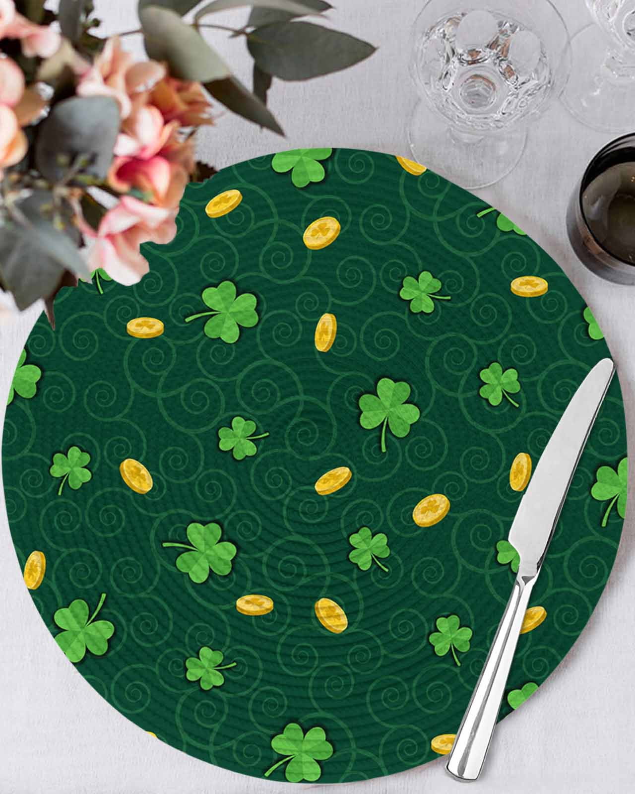 15 Inch Round Placemats Set of 6, St. Patrick's Day Non Slip Heat ...