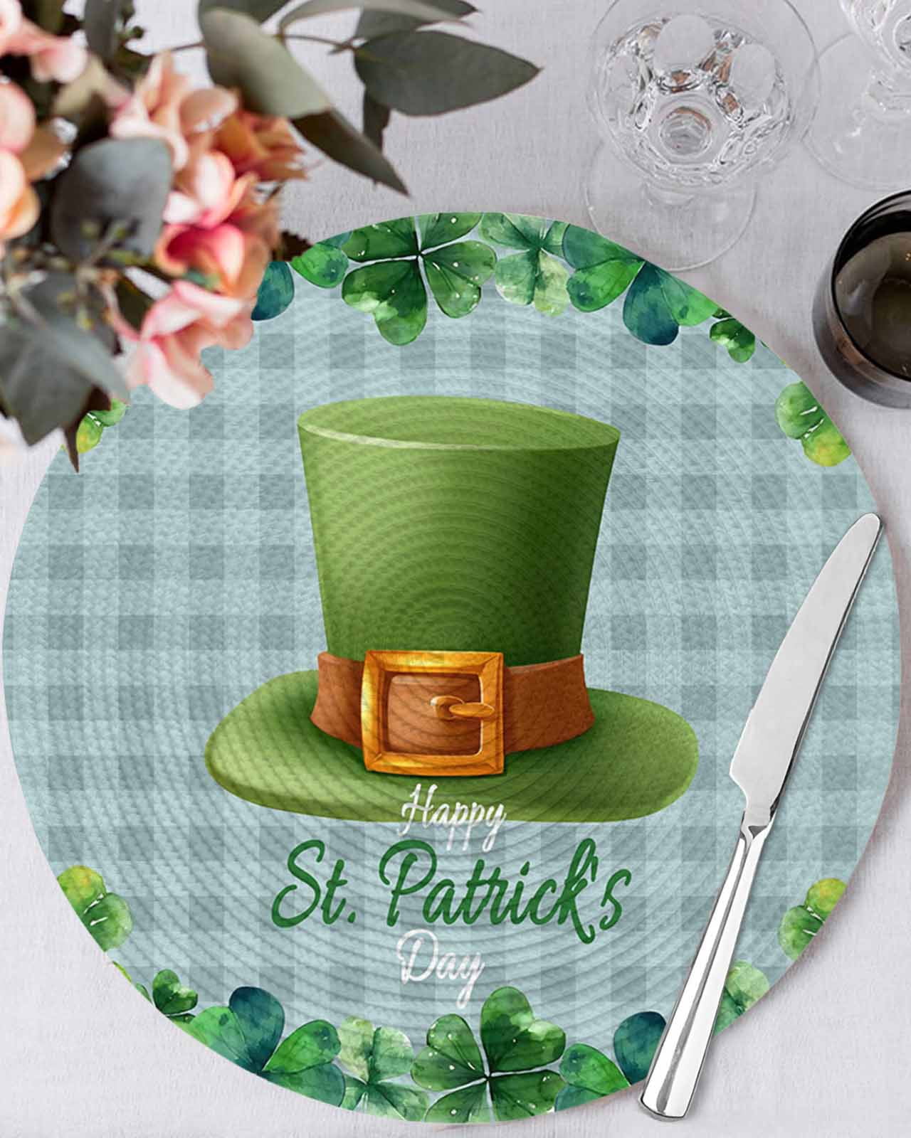 15 Inch Round Placemats Set of 6, St. Patrick's Day Non Slip Heat ...