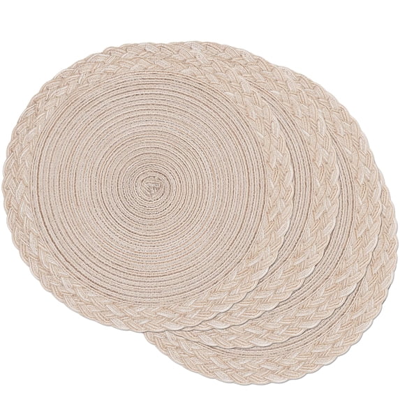15 Inch Round Placemats Set of 6 Boho Woven Braided Table Mats Washable ...