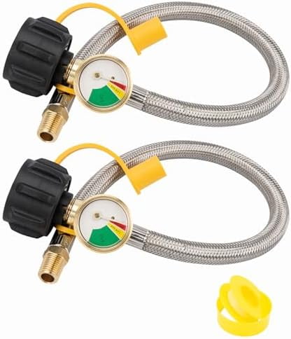 15 Inch Rv Propane Hoses with Gauge, Stainless Steel Braided Camper ...